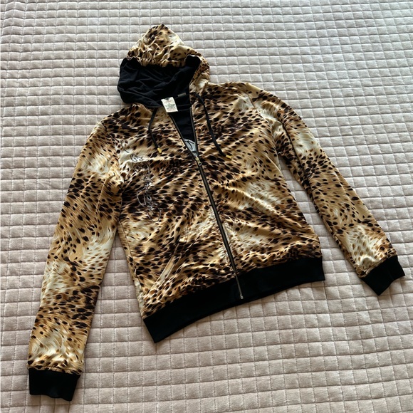 Ed Hardy | Tops | Vintage Ed Hardy Cheetah Rhinestone Hoodie | Poshmark